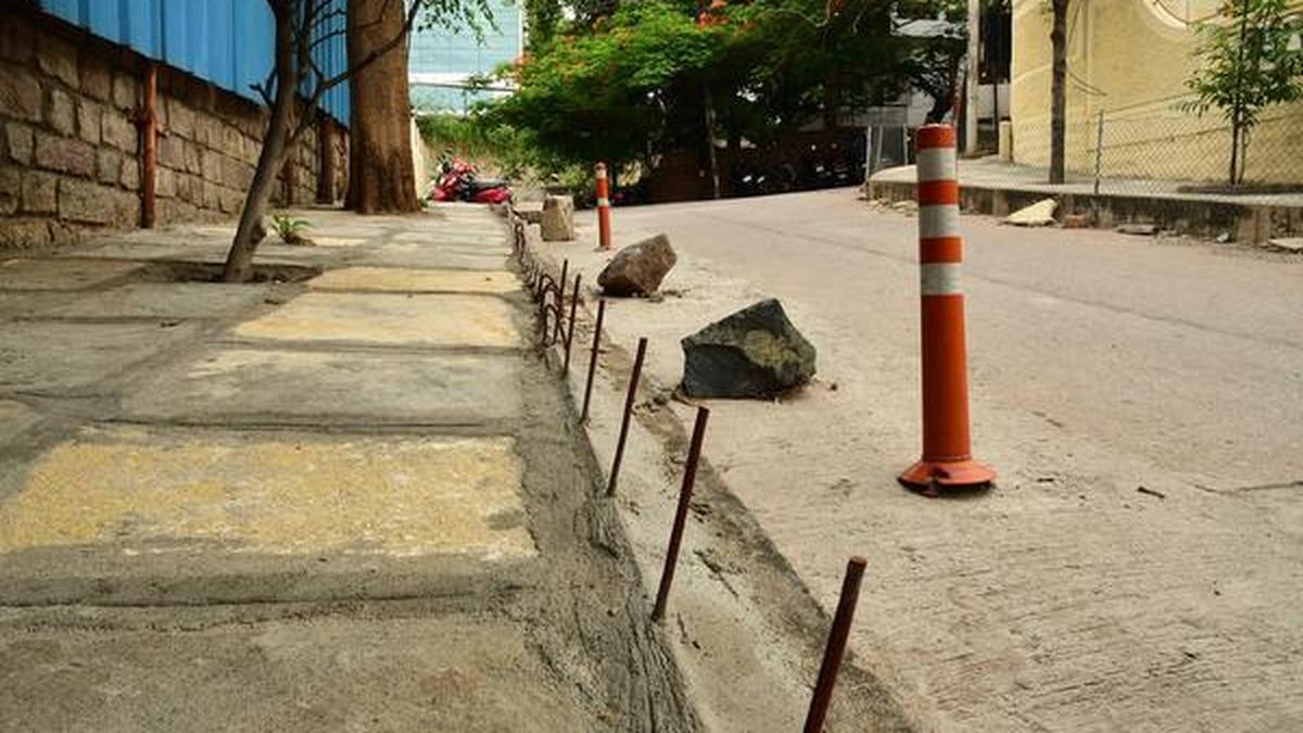Spikes pop up on footpath near Lamakaan - The Hindu