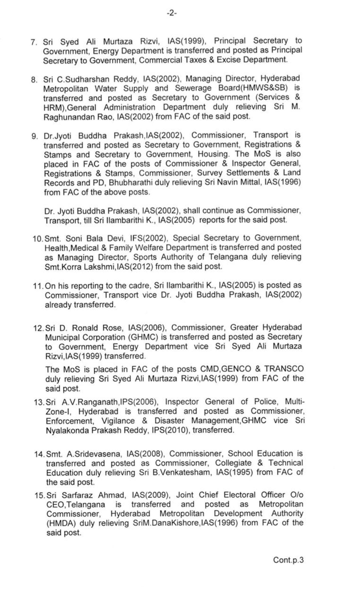 Major reshuffle of IAS officers in Telangana; over 40 bureaucrats ...