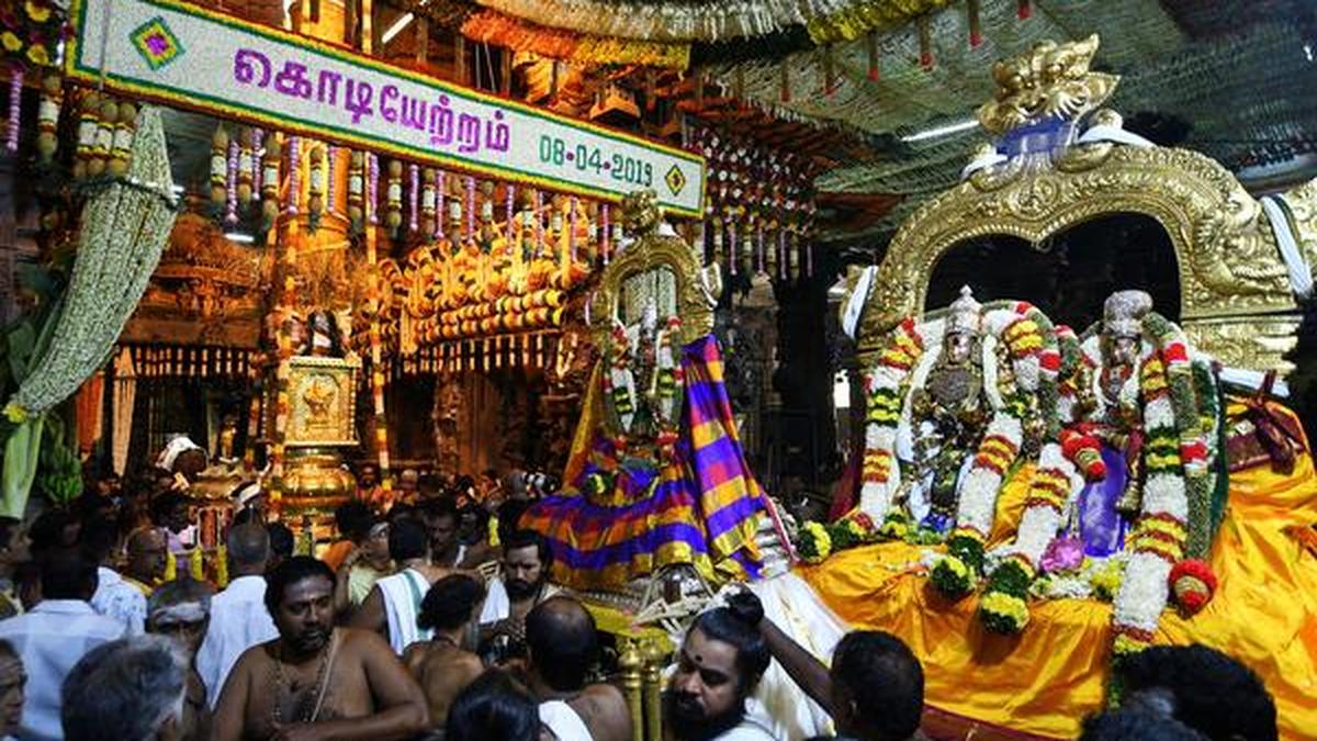 Chithirai festival begins with flag hoisting ceremony - The Hindu