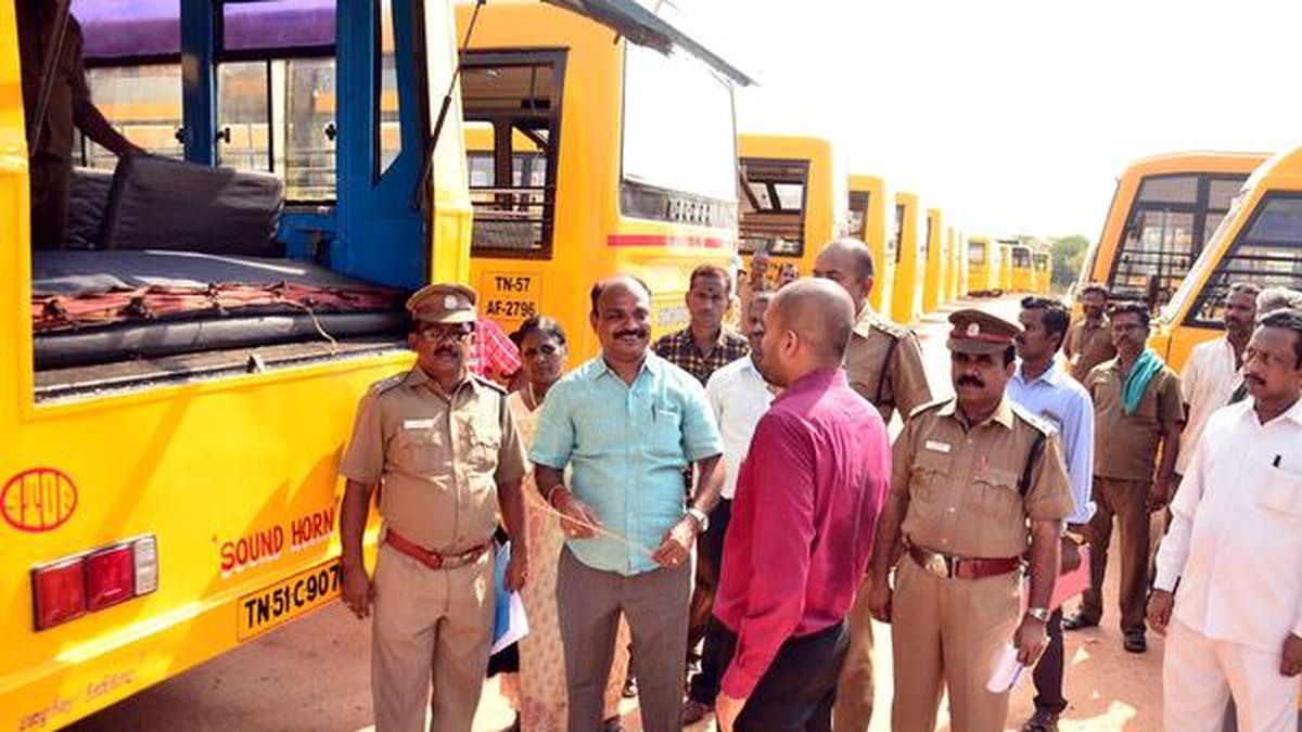 Officials inspect school and college vehicles - The Hindu