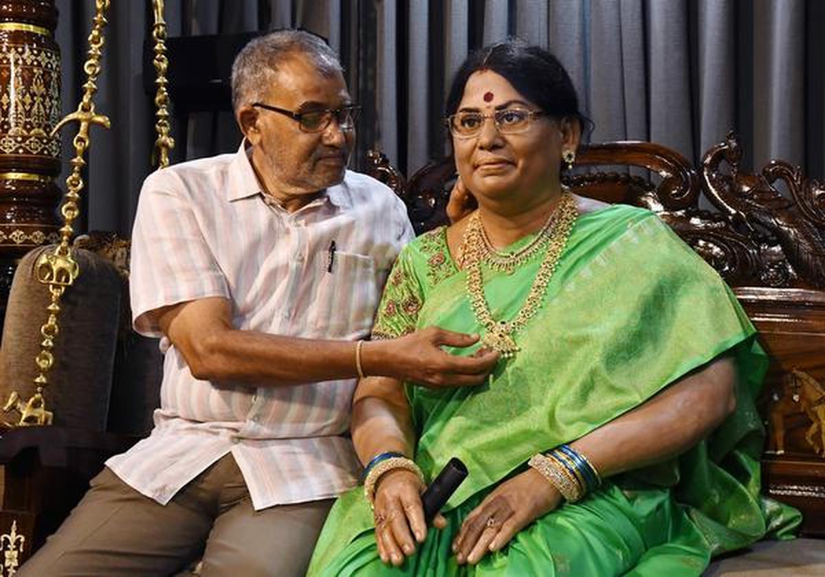 Man installs silicone wax statue of late wife at home - The Hindu