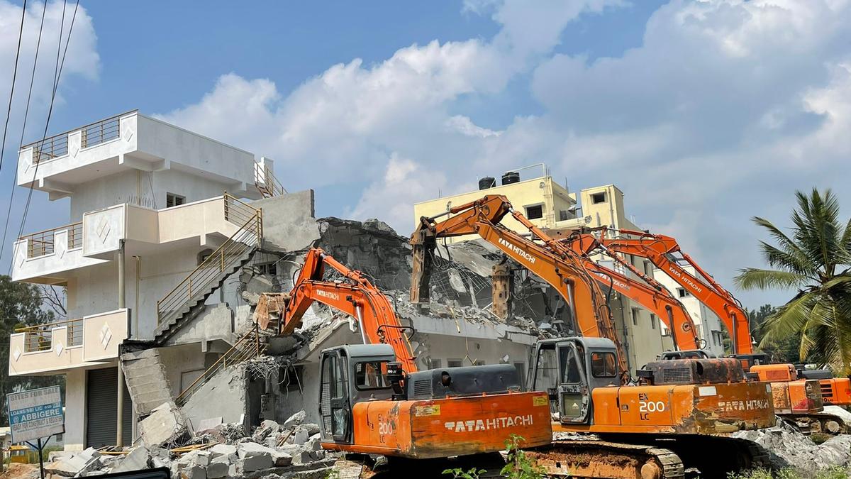 Demolition drive in northwest Bengaluru - The Hindu