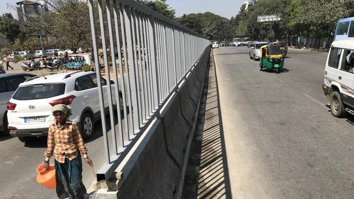 10-ft railing installed on Seshadri Road to control protests - The Hindu
