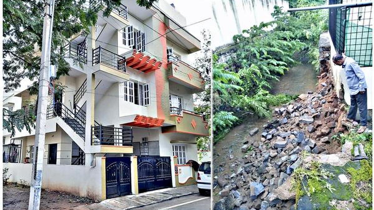 Heavy rain leads to collapse of compound wall of house and retaining ...