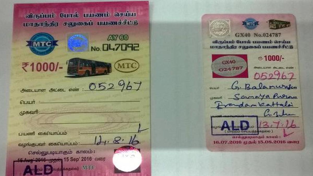 MTC re-introduces ₹1,000 and monthly season passes - The Hindu