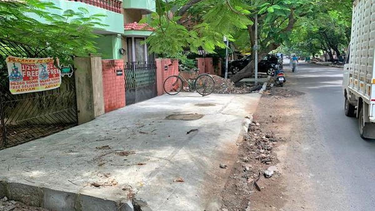 Footpaths come up on road in Besant Nagar, Kalakshetra Colony residents ...