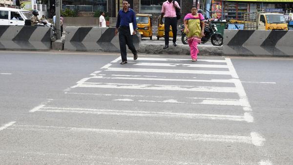 New zebra-crossing near Velachery bus stop - The Hindu