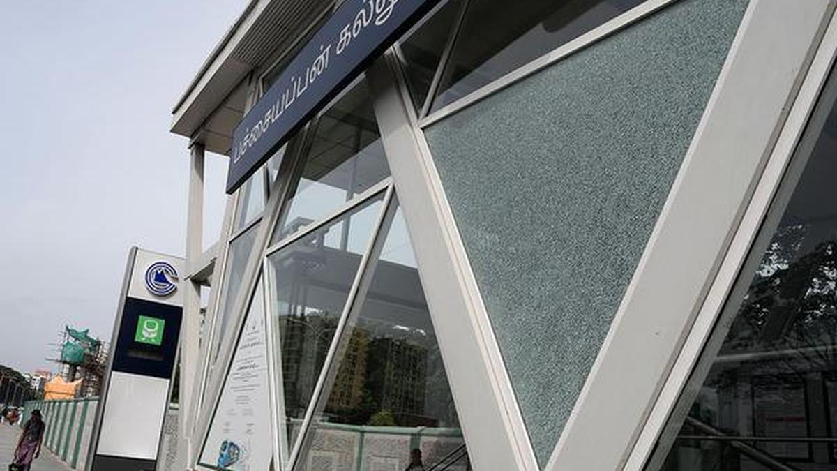Glass panels break at two Metro Rail stations - The Hindu