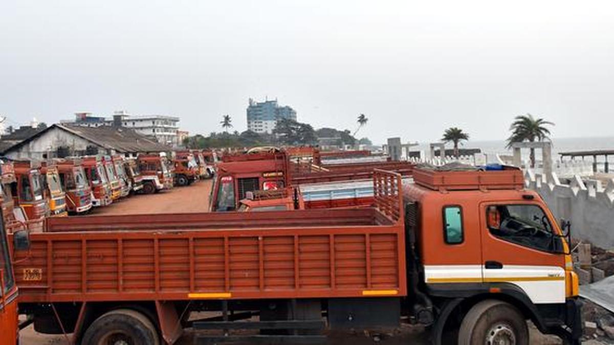 Lorry stand shifting in limbo - The Hindu