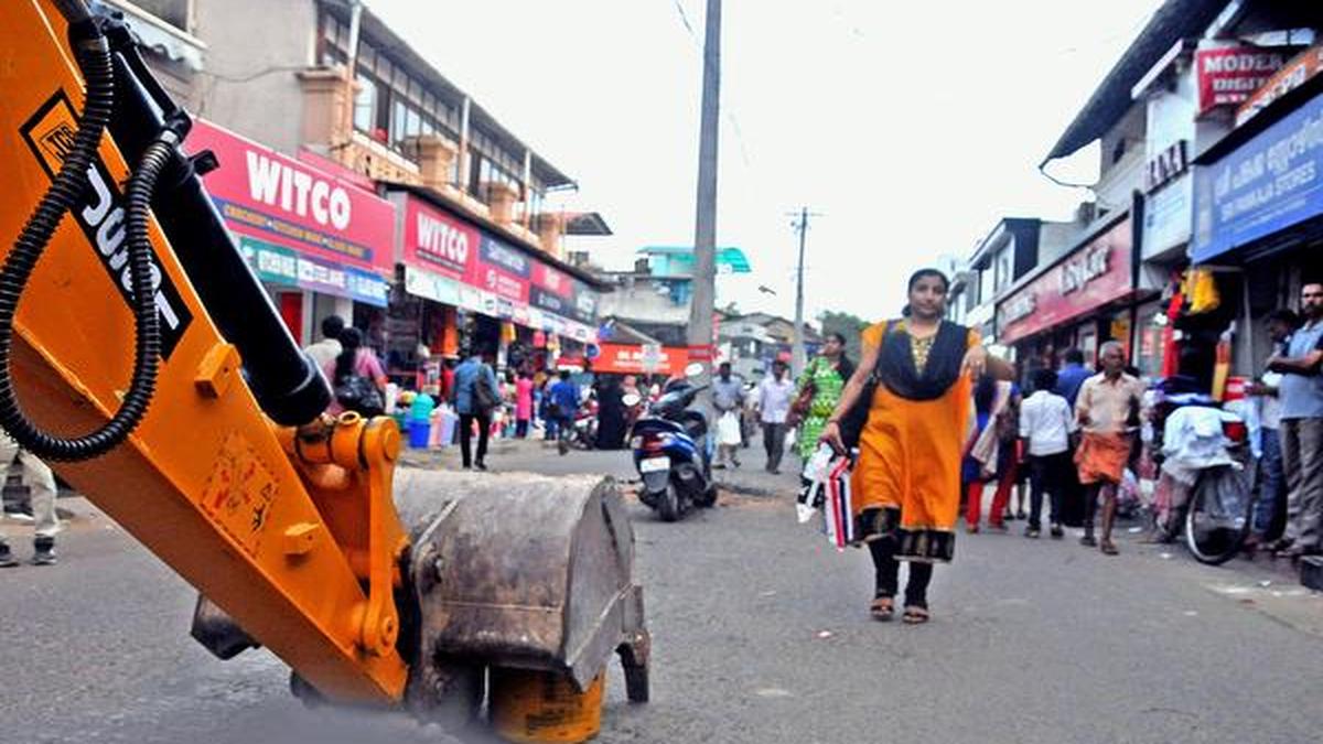S.M. Street beautification work begins - The Hindu