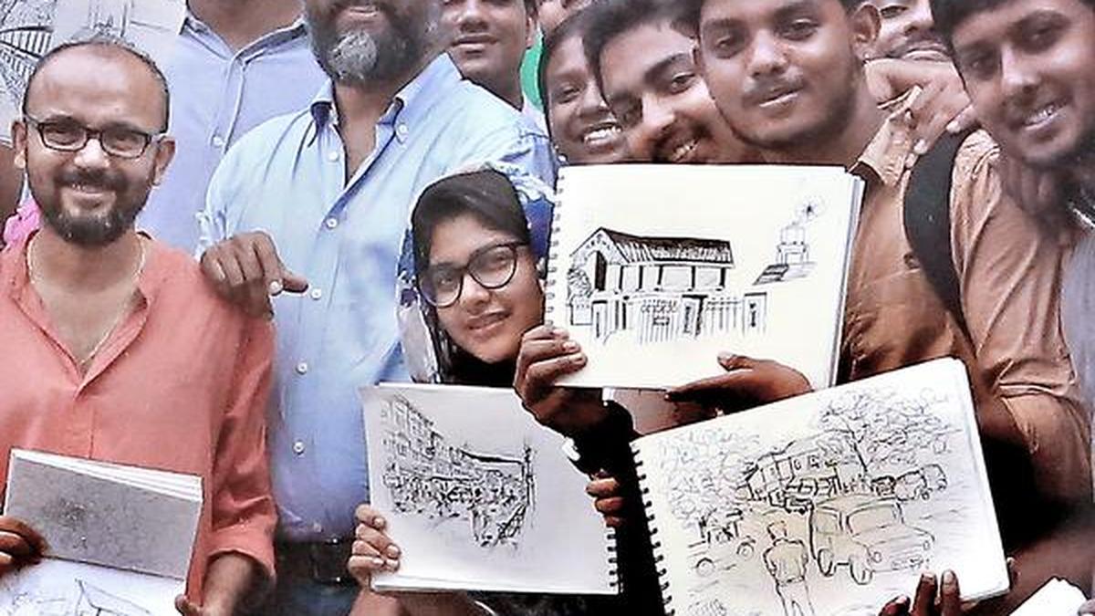 Sketching the streets of Kozhikode - The Hindu