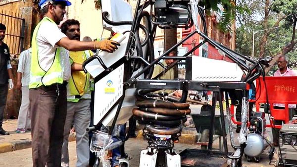 BPCL presents BMC with two robots to clean manholes - The Hindu