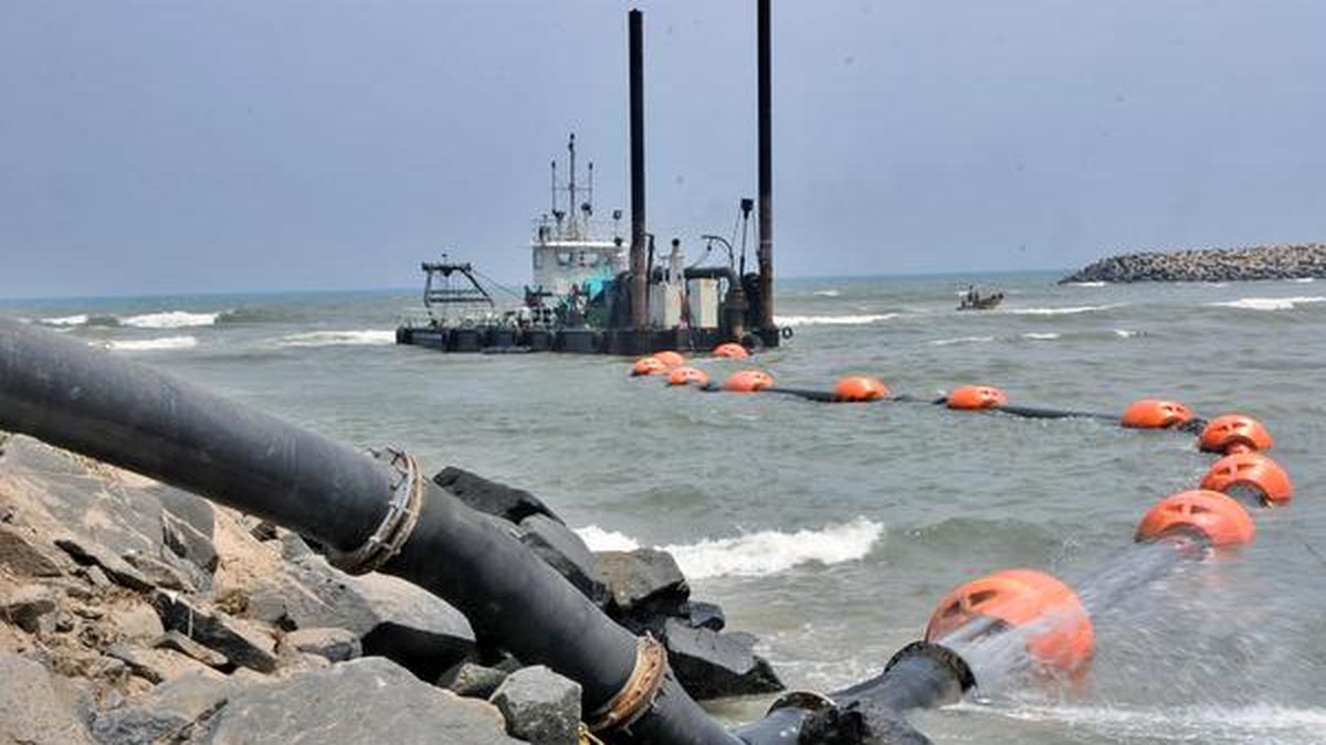 Beach restoration: Pipeline laying work begins - The Hindu