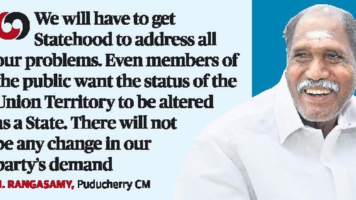 We will continue to press for Statehood, says CM Rangasamy - The Hindu