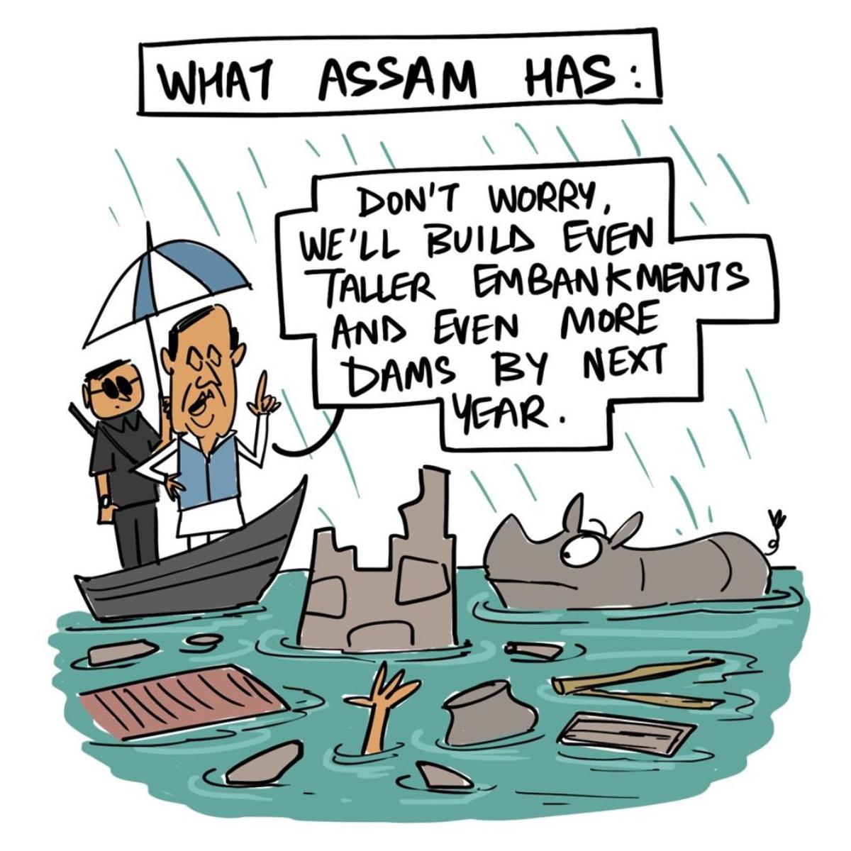 Green Humour by Rohan Chakravarty on the Assam floods - The Hindu