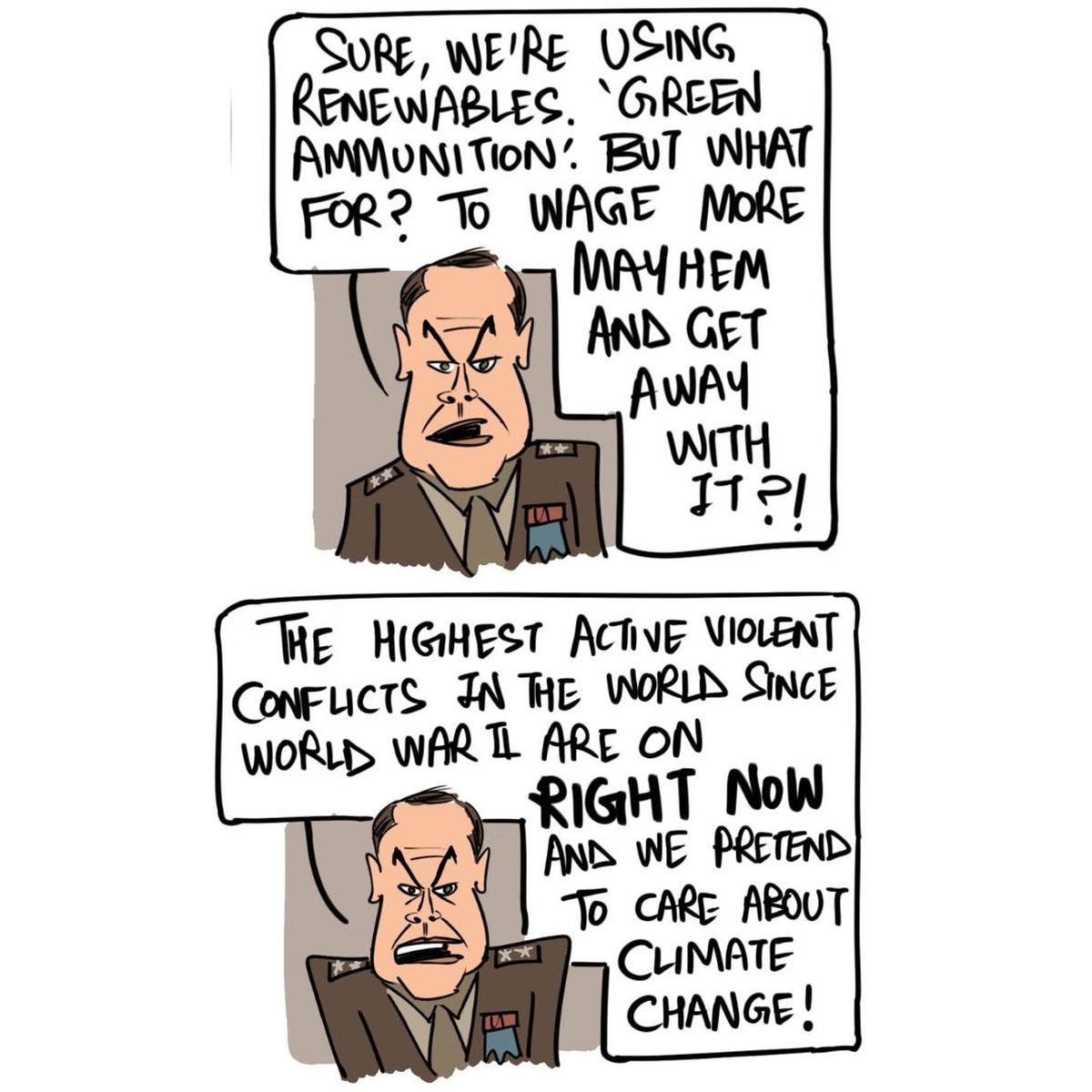 Green Humour by Rohan Chakravarty on the climate cost of militaries and ...