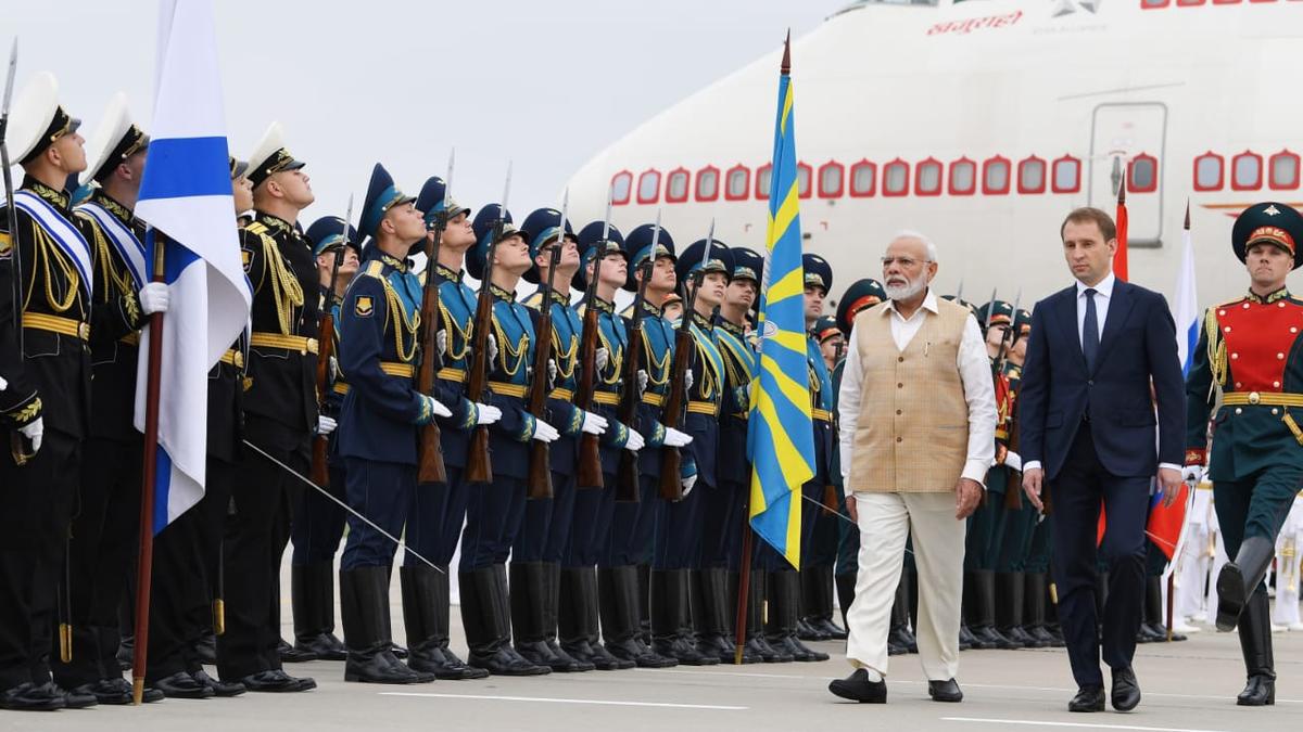 PM Modi arrives in Russia on two-day visit - The Hindu