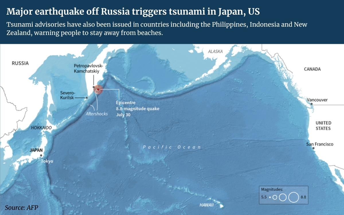 Russia earthquake: Tsunami warning for Russian coast triggers alert ...