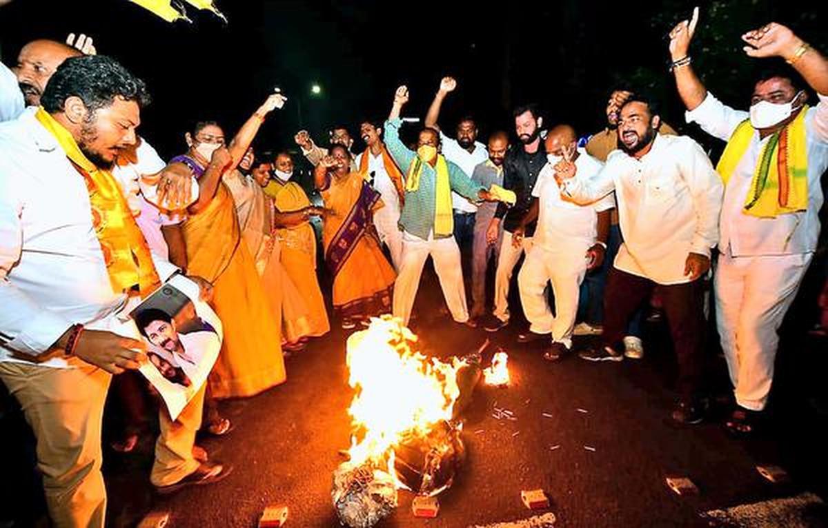 TDP activists stage protest in Visakhapatnam - The Hindu