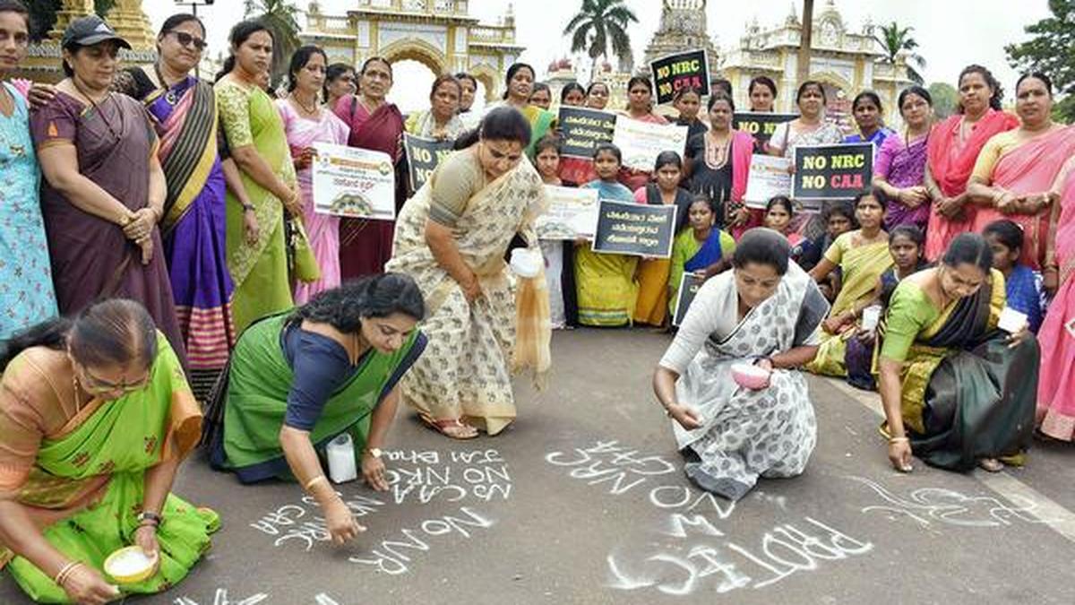 Rangoli on CAA, women’s safety - The Hindu
