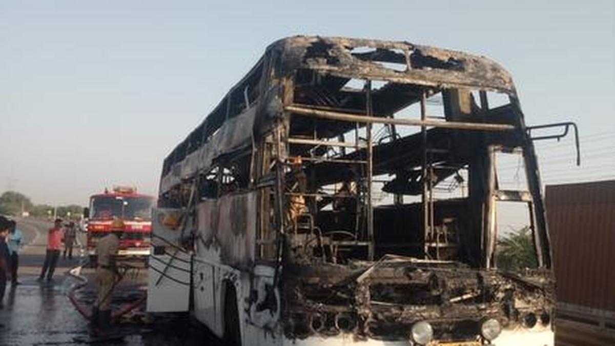 30 passengers escape uninjured as bus catches fire in Karnataka - The Hindu