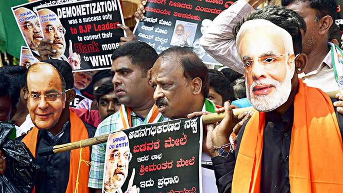 Congress stages protests against demonetisation - The Hindu