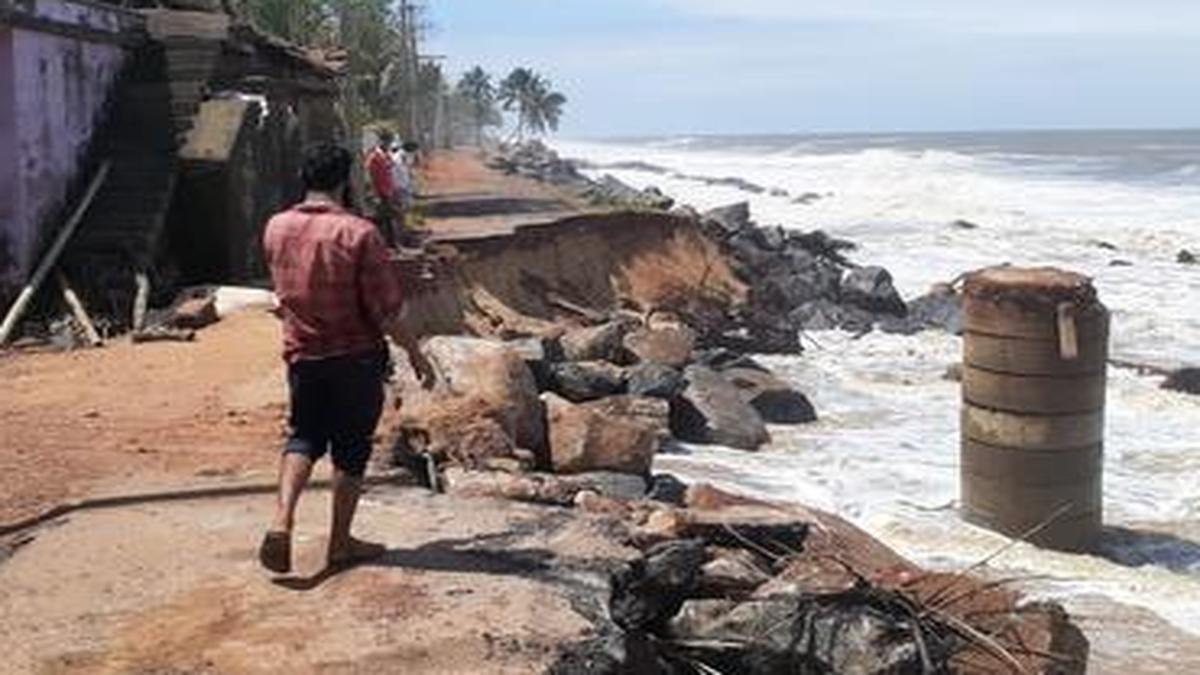 Raging Arabian Sea swallows considerable extent of seashore along ...