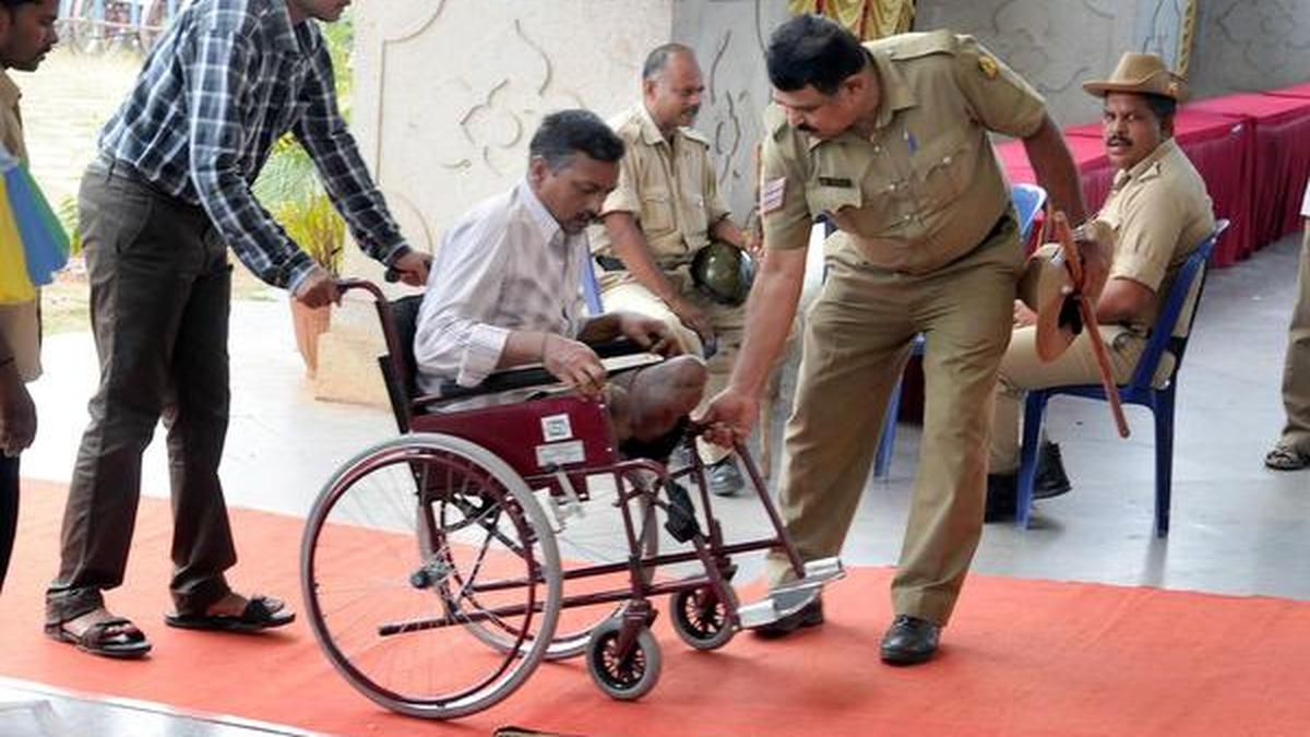 Prosthetic aids distributed to physically challenged - The Hindu