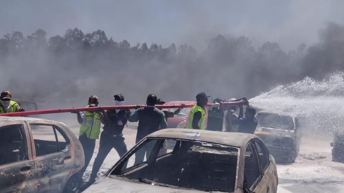 Fire at Aero India 2019 show, fire tenders deputed - The Hindu