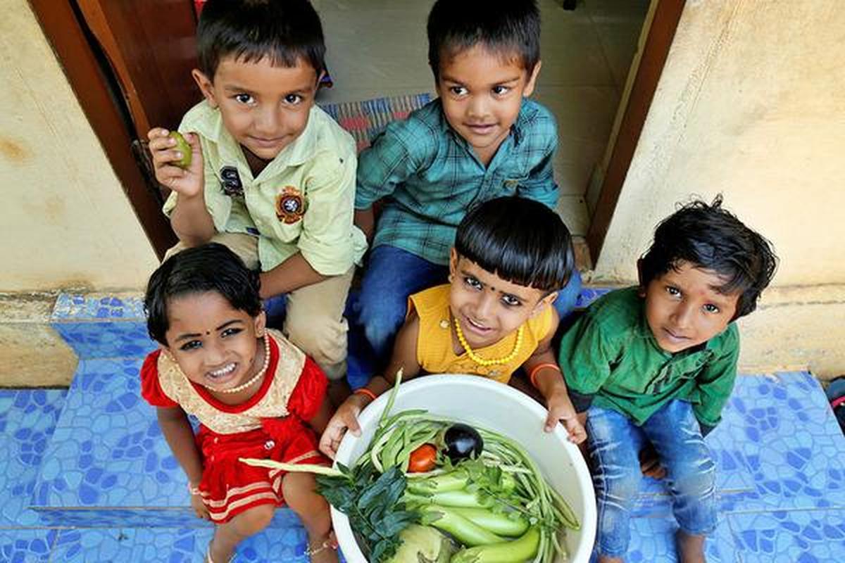 Anganwadis grow nutritious food for children - The Hindu