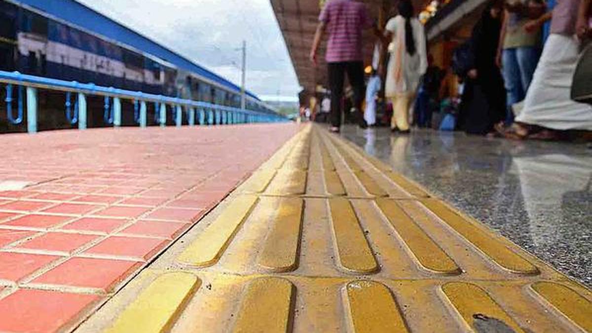 Tactile tiles on platforms to guide visually challenged - The Hindu