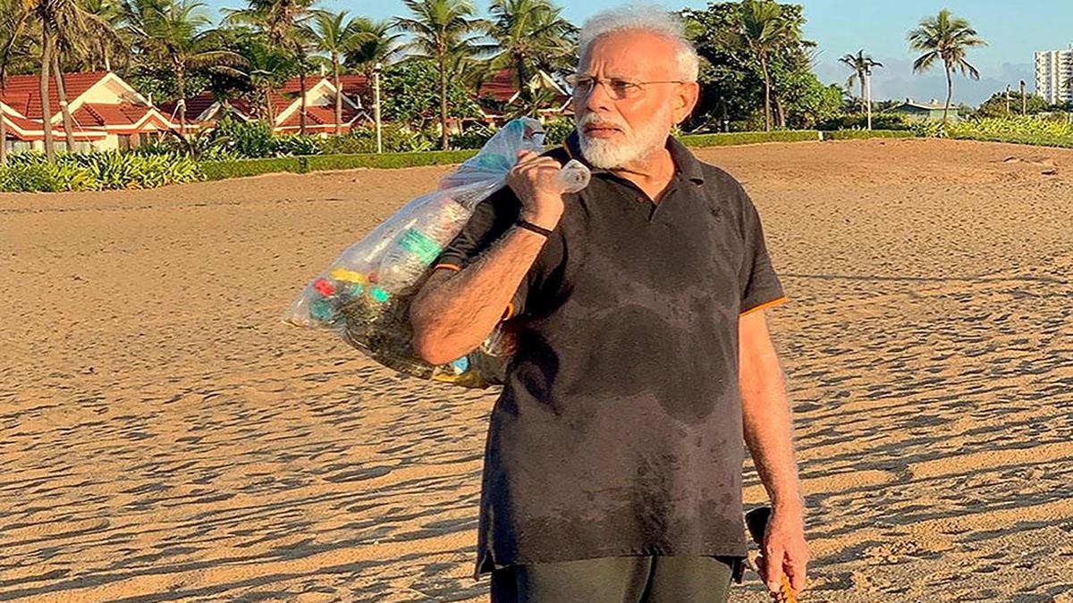 Narendra Modi cleans Mamallapuram beach ahead of talks with Xi Jinping ...
