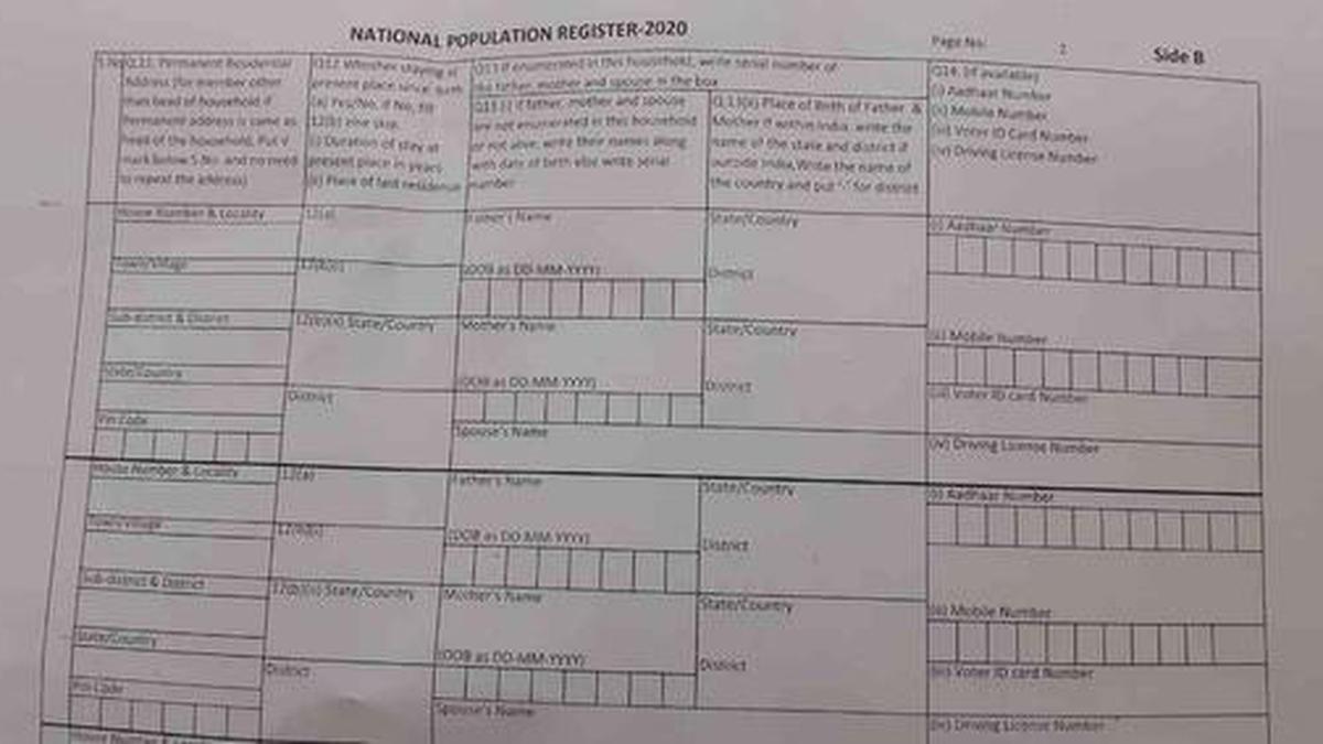 Media images of ‘National Population Register 2020 forms’ spark ...