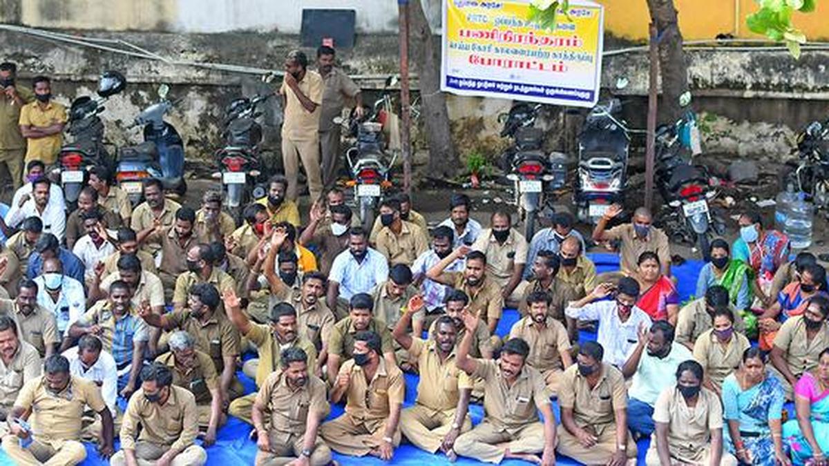 Contract workers’ strike hits PRTC operations - The Hindu