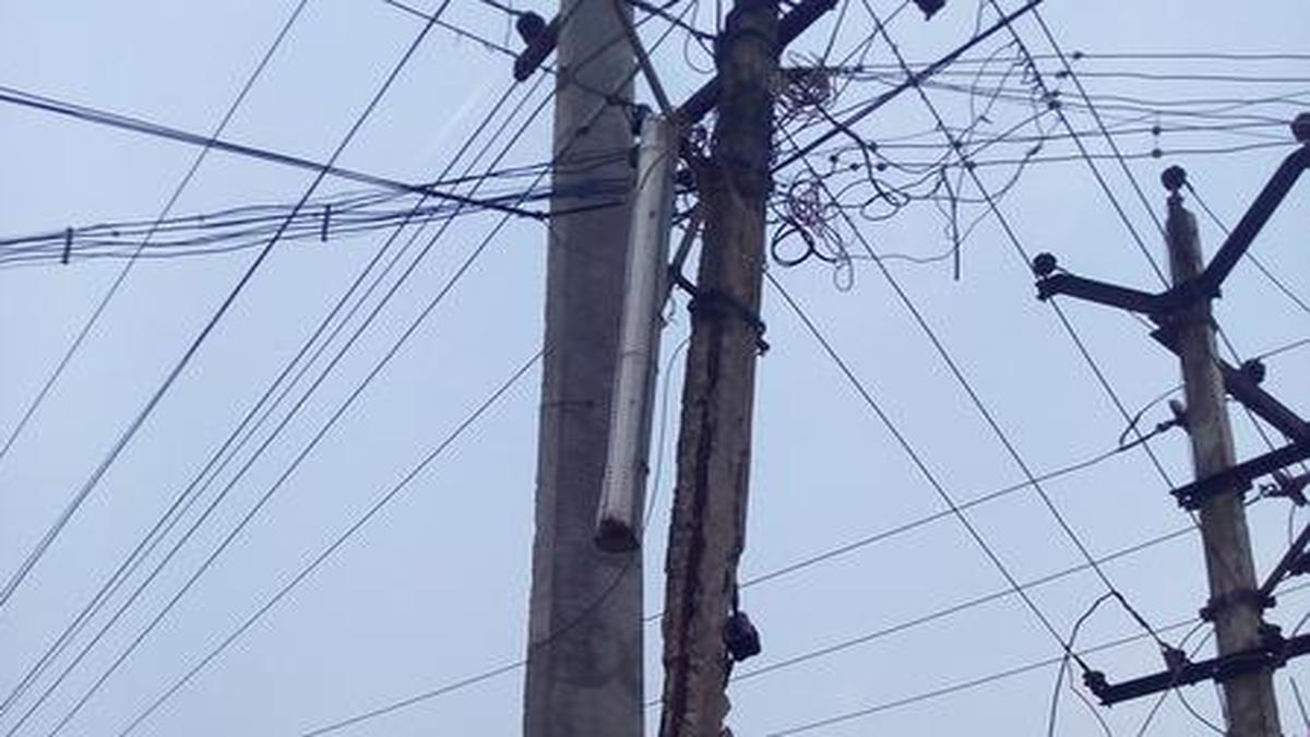 Damaged EB poles pose a threat in Avadi - The Hindu