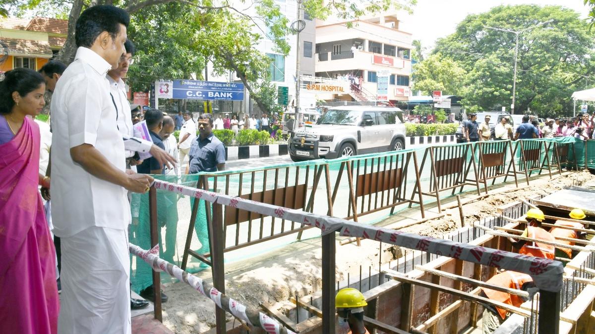 CM inspects civic works in Alandur, Kodambakkam zones - The Hindu
