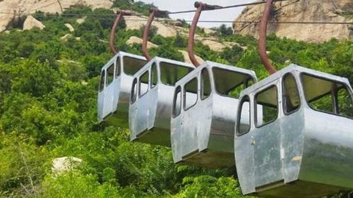 Trial run of Sholinghur temple rope car under way: Sekarbabu - The Hindu