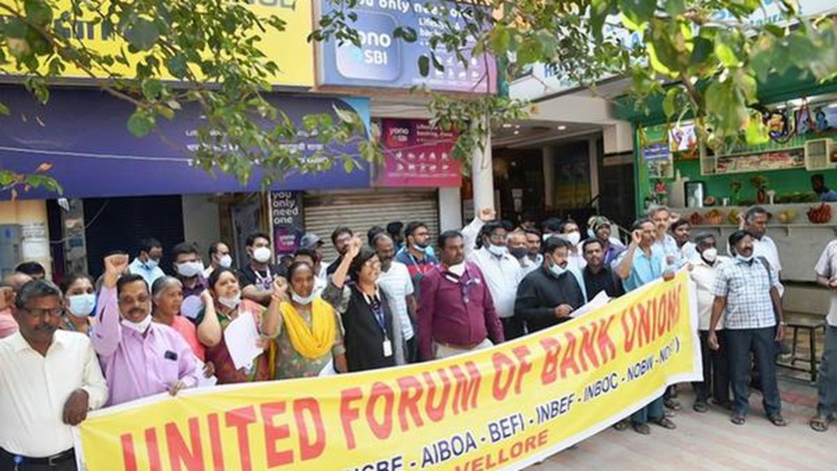 Bank employees stage protest - The Hindu