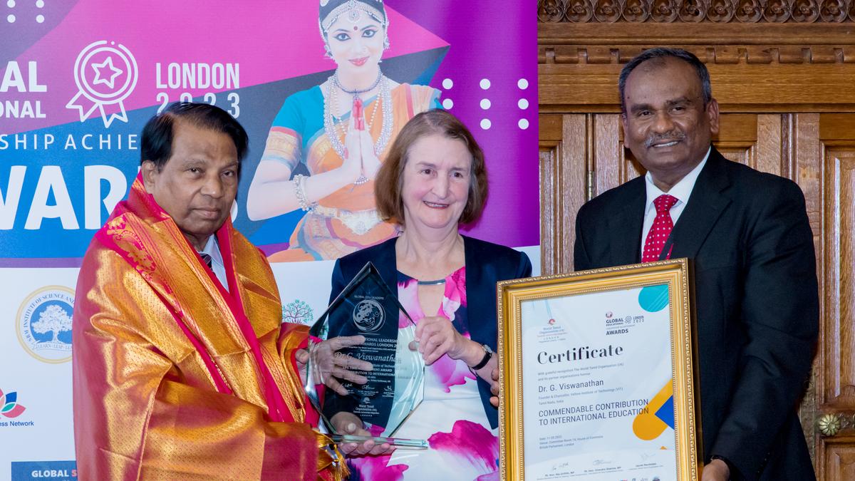 Lifetime Achievement Award for VIT chancellor - The Hindu