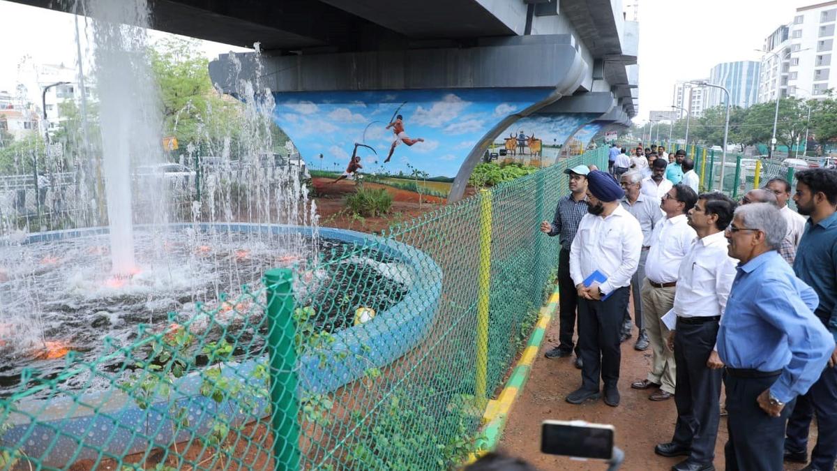 Chief Secretary inspects beautification works near MRTS bridges - The Hindu