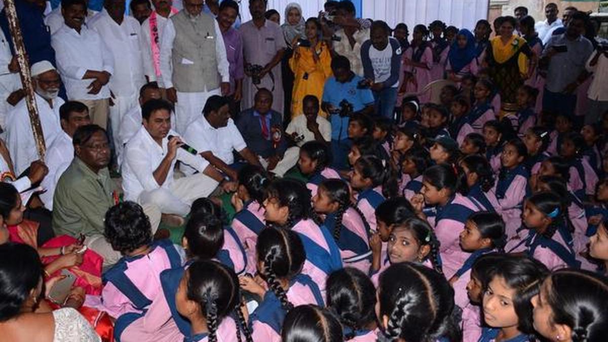 KTR meets residential school girls; takes stock of facilities - The Hindu