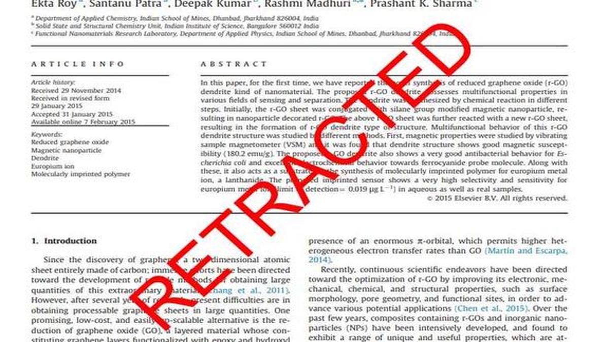 Two dozen papers by IIT Dhanbad faculty retracted so far - The Hindu