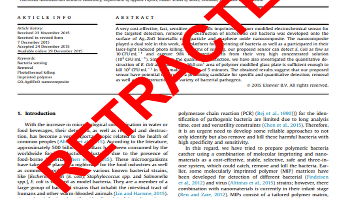 17% of 331 retracted papers in chemistry, materials science are from ...